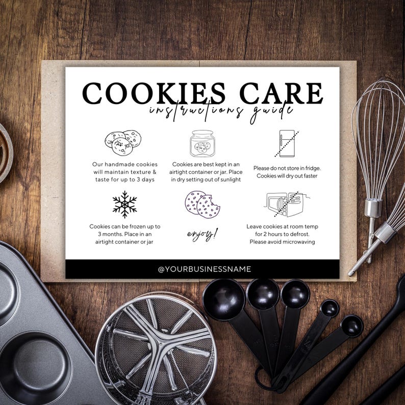 Bakery Care Made Easy: White & Black Cookies Care Cards Printable ...