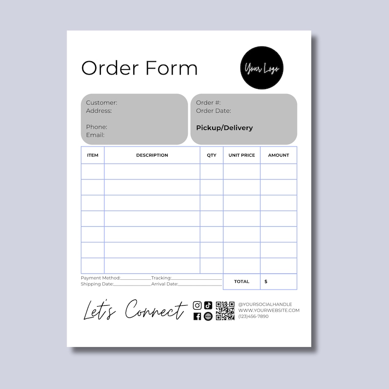Order Form Template Purchase Order Form Order Form for Small Business ...