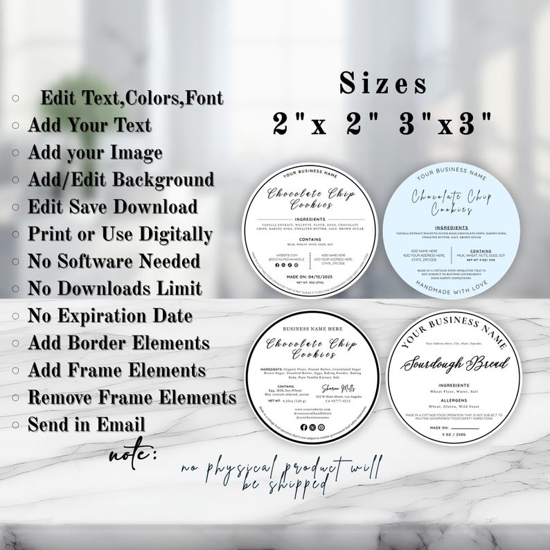 4 Editable Cottage Food Law Labels Canva Templates Custom Stickers for ...