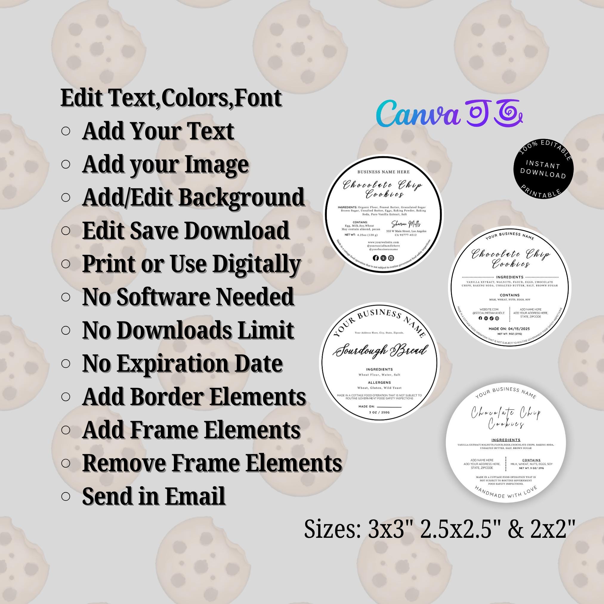 Editable Cottage Food Labels Bundle Canva Templates | Cottage Law ...