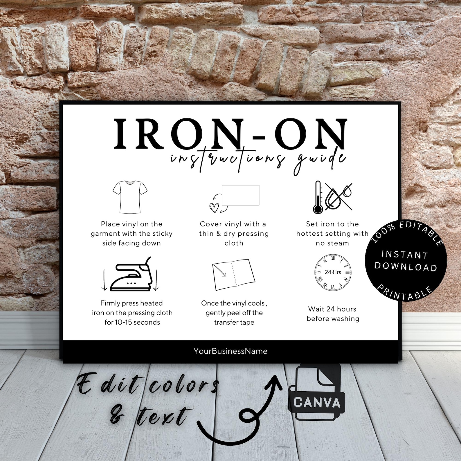 Iron on Heat Transfer Vinyl Canva Template | Printable Shirt Vinyl Care ...