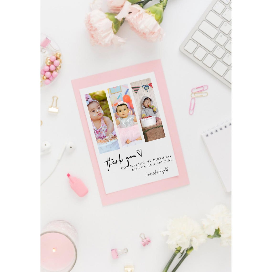 Minimalist Canva Birthday Thank You Card, Digital Download Picture ...
