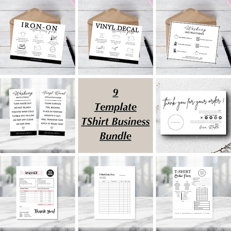 Editable T-shirt Order Form Bundle Canva Templates | Iron-on HTV DTF ...