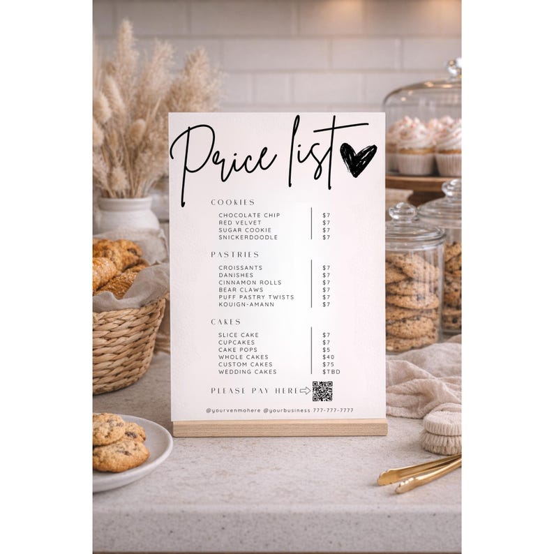 Printable Bakery Price List Template | Editable Canva Treat Price List ...