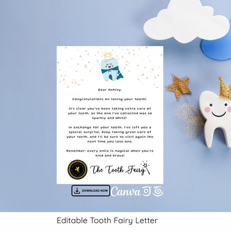 Tooth Fairy Letter, Editable From Tooth Fairy Note Canva Template ...
