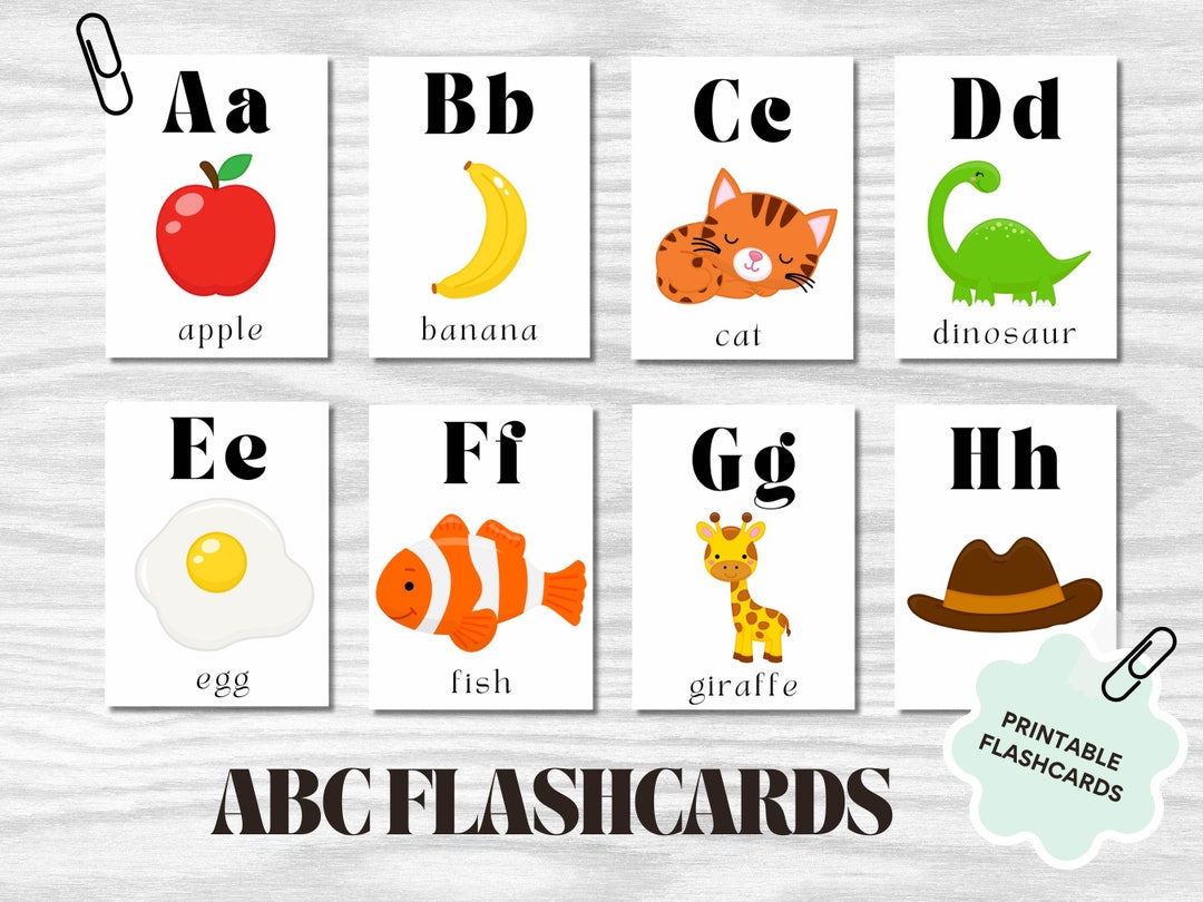 Printable Alphabet Flashcards, ABC Flashcards, Nursery Toddler ...