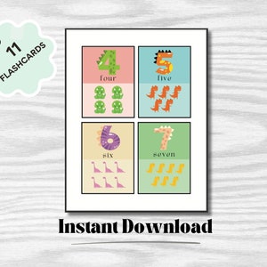 Printable Dinosaur Numbers 0 10 Flashcards, Baby Toddler Preschooler ...