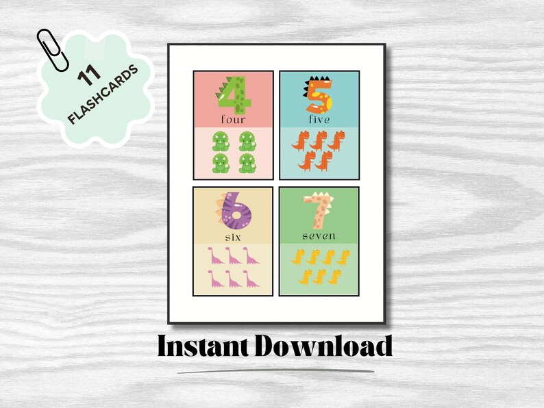 Printable Dinosaur Numbers 0 10 Flashcards, Baby Toddler Preschooler ...