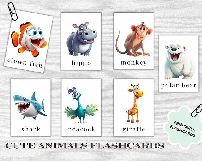 Animal Printable Picture-word Cards Set 48 Cards Animal Habitat ...