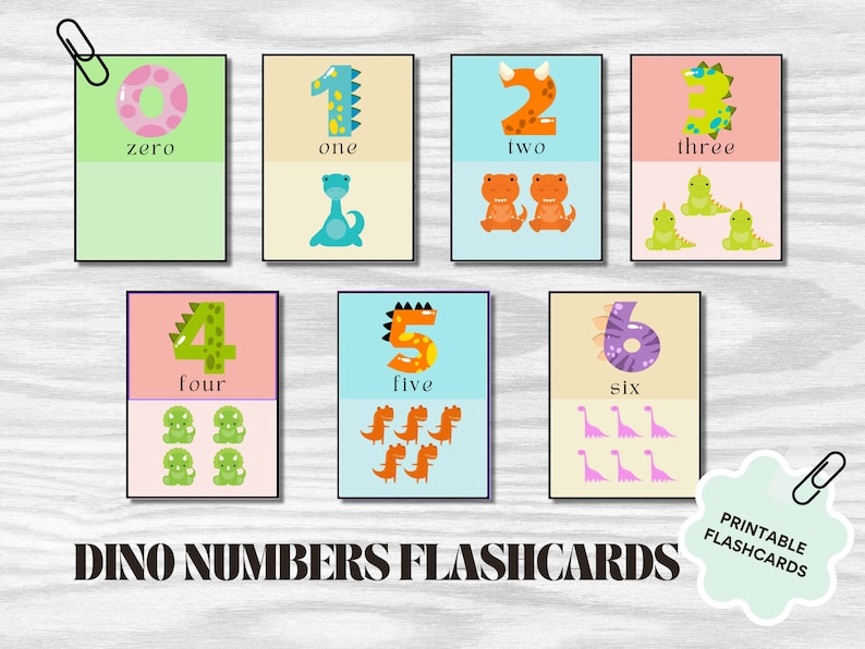 Printable Dinosaur Numbers 0 10 Flashcards, Baby Toddler Preschooler ...