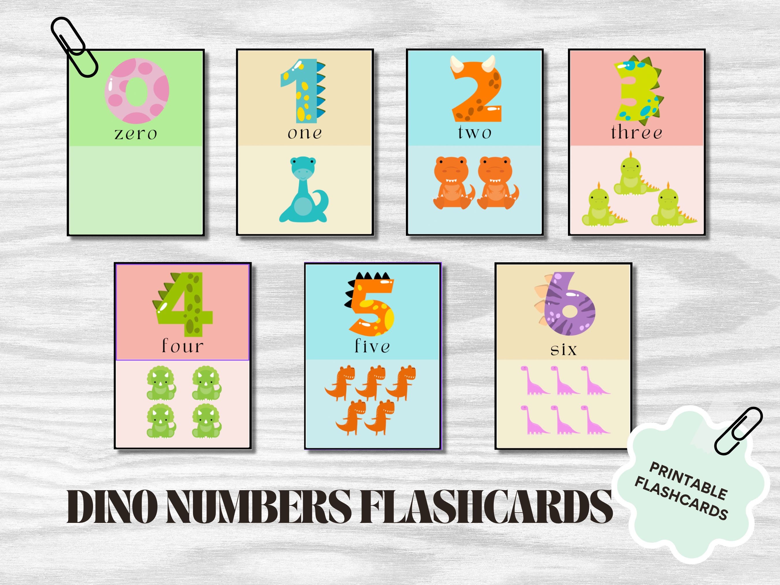 Printable Dinosaur Numbers 0 10 Flashcards, Baby Toddler Preschooler ...