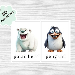 50 Animals Flashcards for Babies Toddlers Preschoolers, Cute Farm Sea ...