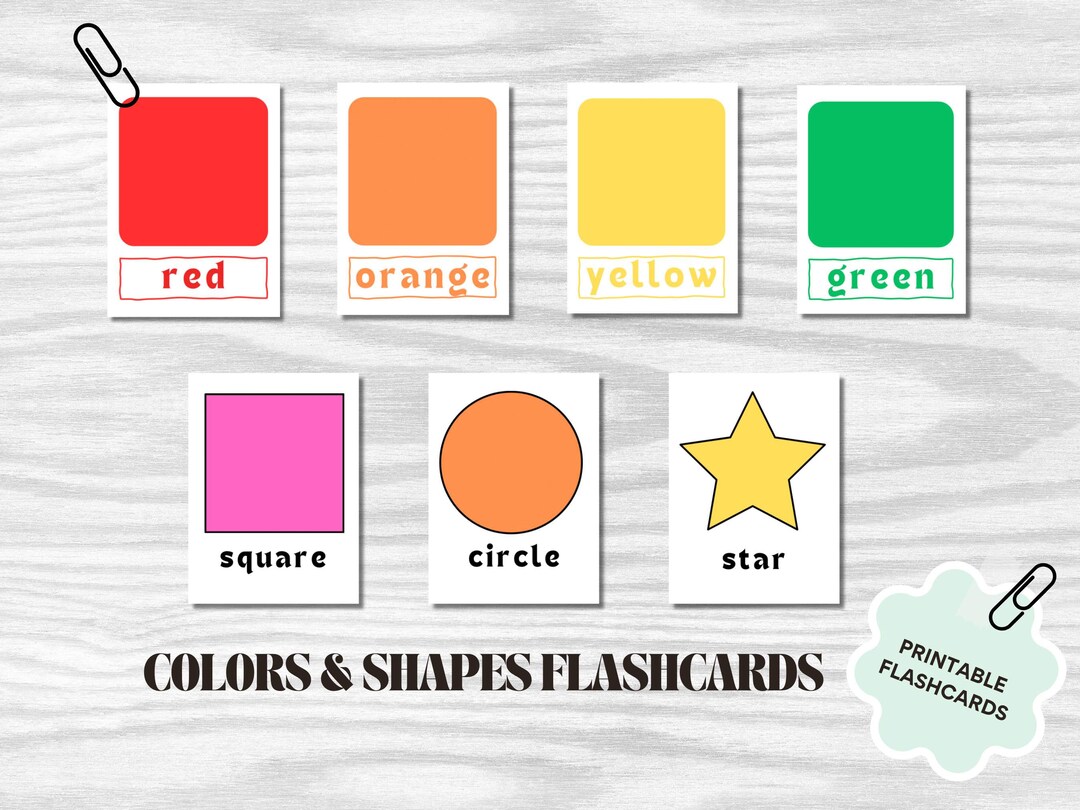 Printable Shapes and Colors Flashcards, Baby Toddler Preschooler ...