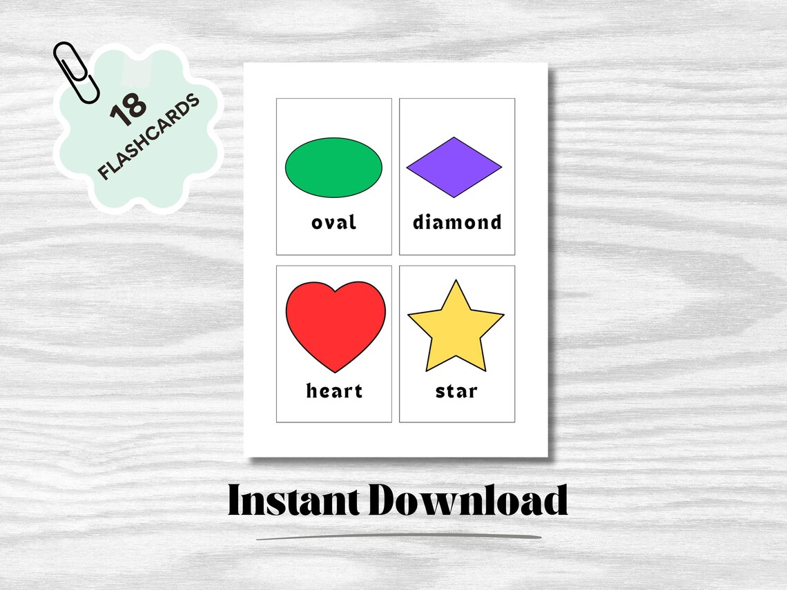 Printable Shapes and Colors Flashcards, Baby Toddler Preschooler ...