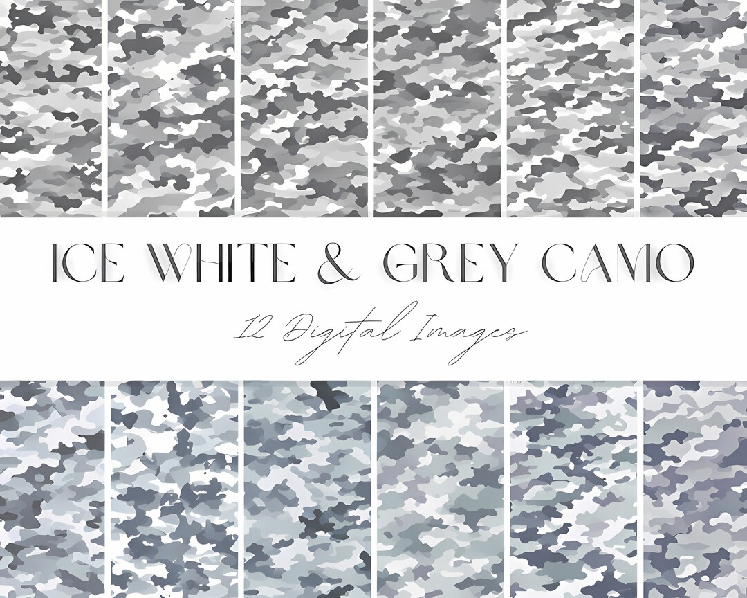 Seamless White Grey Camo Texture Digital Printable Paper, Kids Military ...