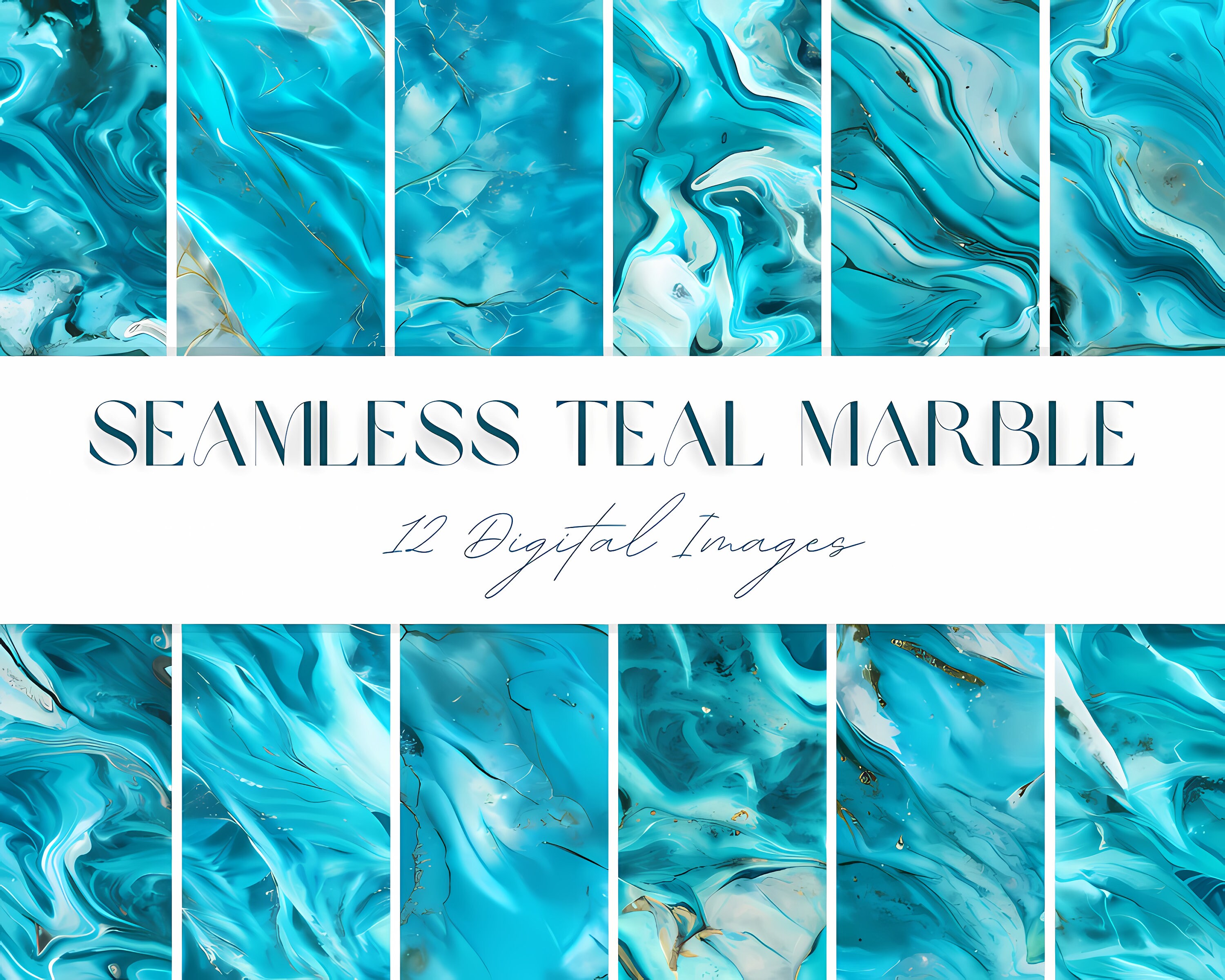 Seamless Teal Liquid Marble Digital Printable, High Quality Cracked ...