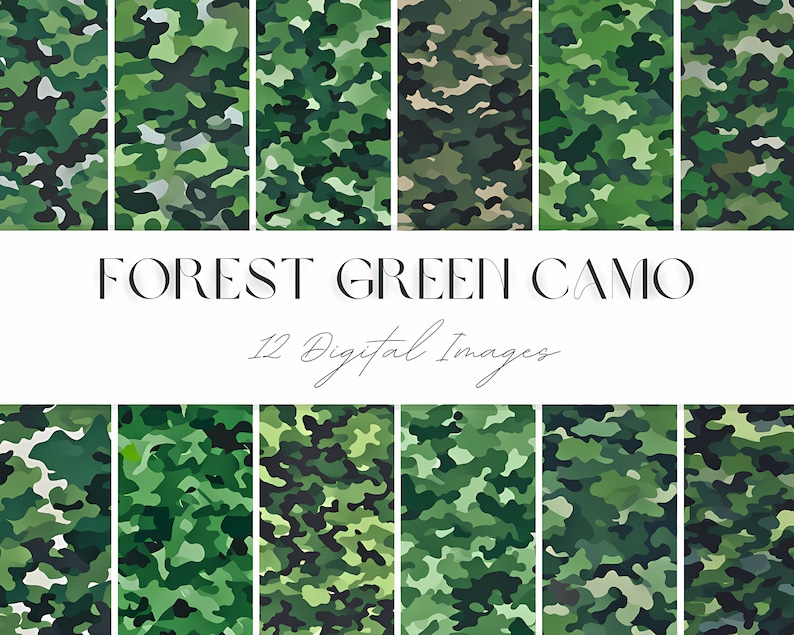 Seamless Green Forest Camo Texture Digital Printable, Kids Military Camouflage Pattern High ...
