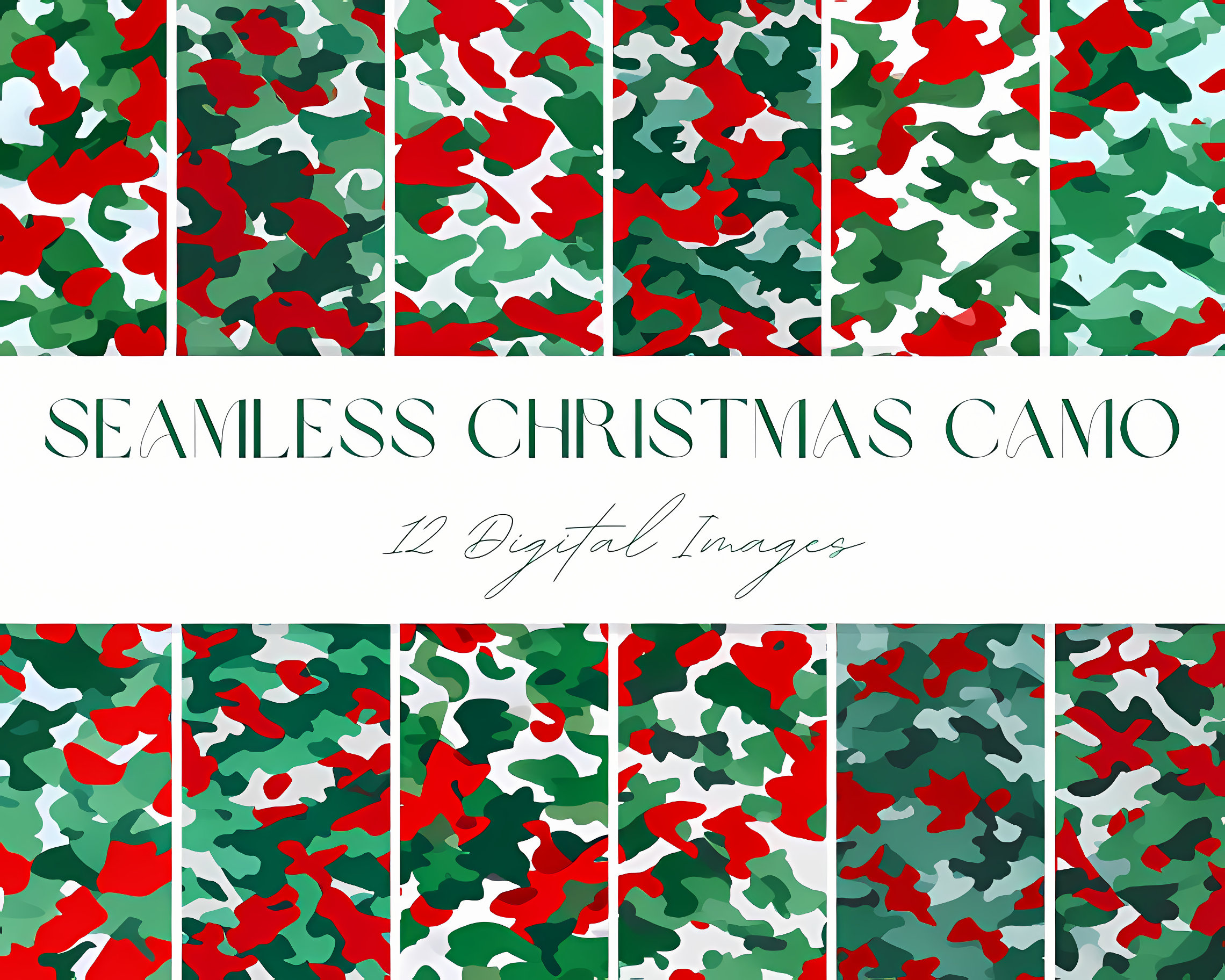 Seamless Christmas Camo Texture Digital Printable Paper, Kids Military ...
