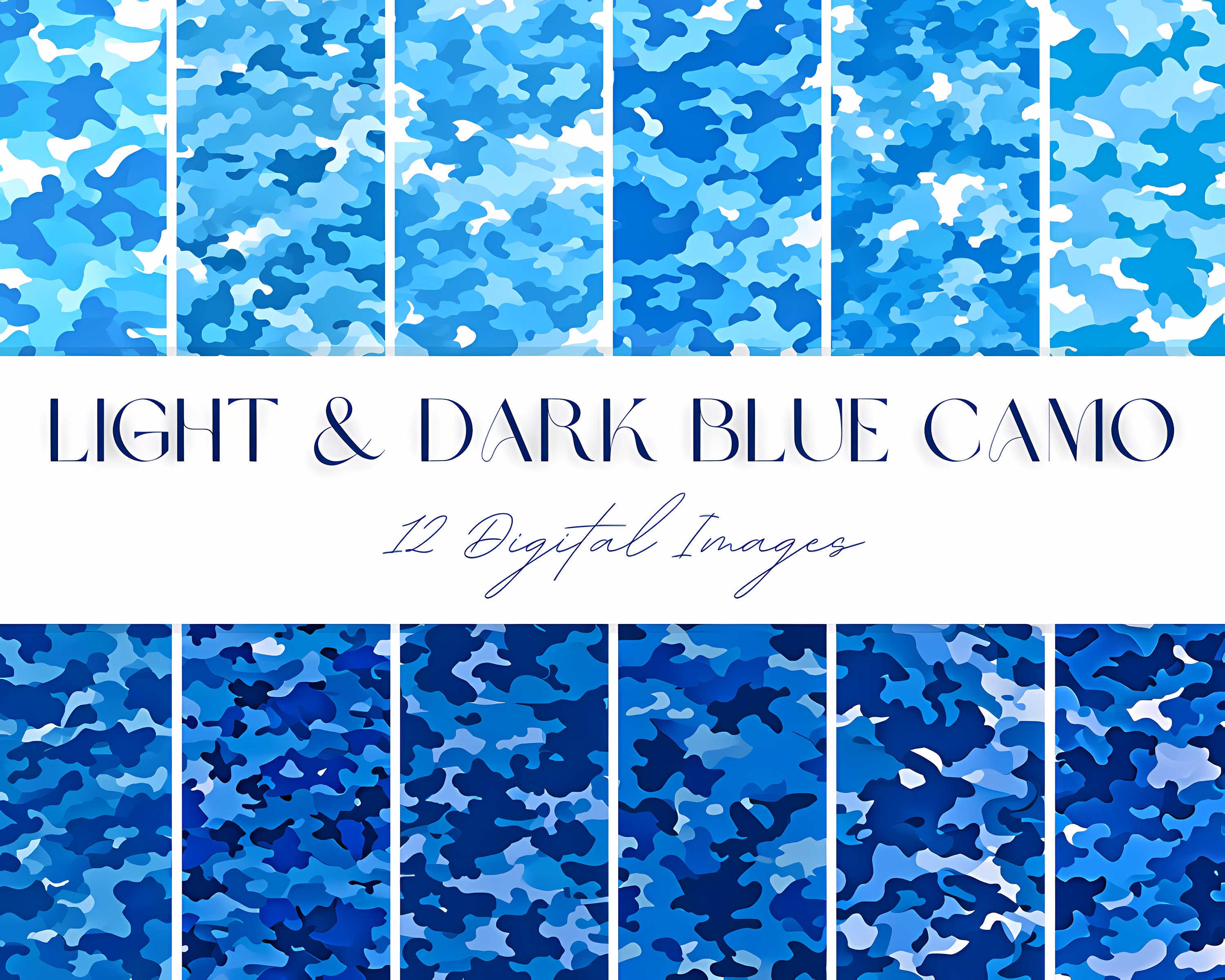Seamless Blue Light Dark Camo Texture Digital Printable, Kids Military ...
