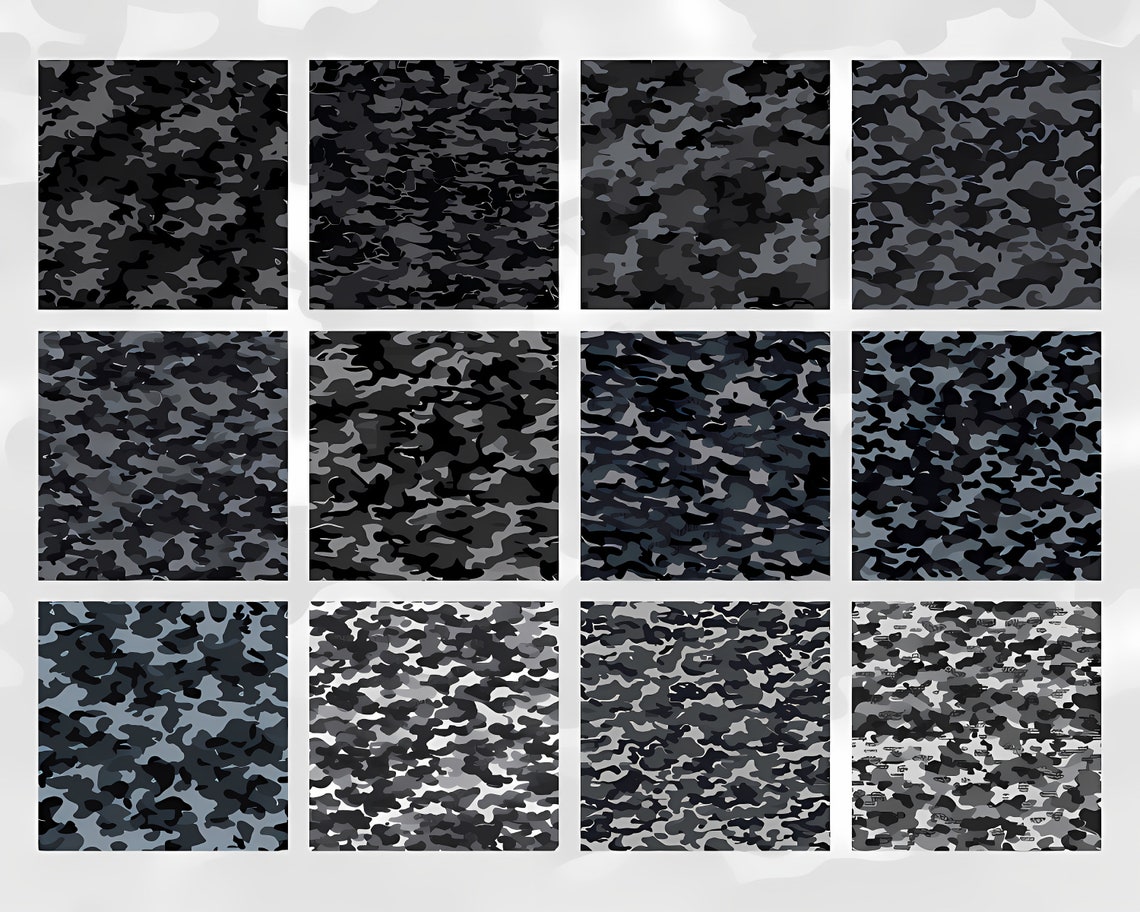 Seamless Grey Black Camo Texture Digital Printable Paper, Kids Military ...