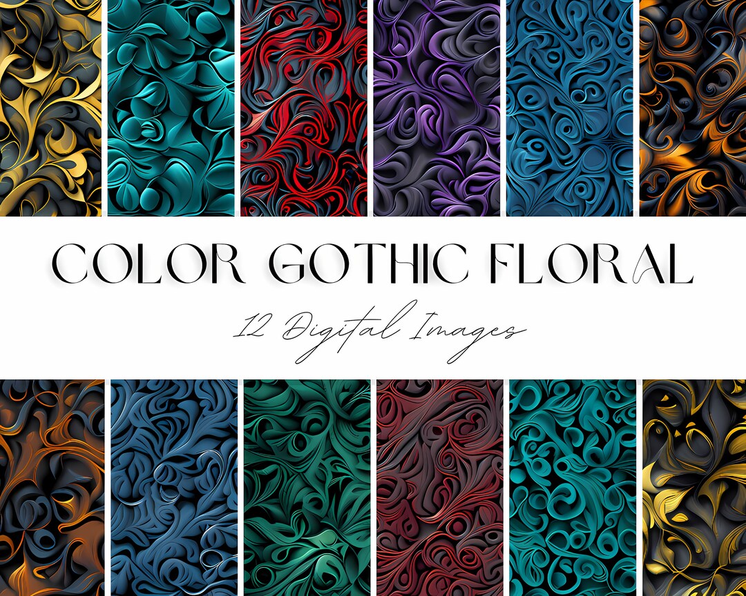 Colorful Gothic Floral Seamless Pattern Digital Printable, High Quality ...