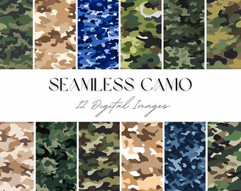 Seamless Realistic Camo Texture Digital Printable Paper, Green Tan ...
