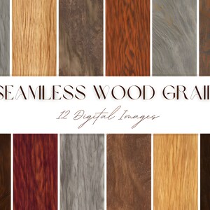 Seamless Wood Grain Texture Digital Printable Paper, Pine, Oak, Maple ...