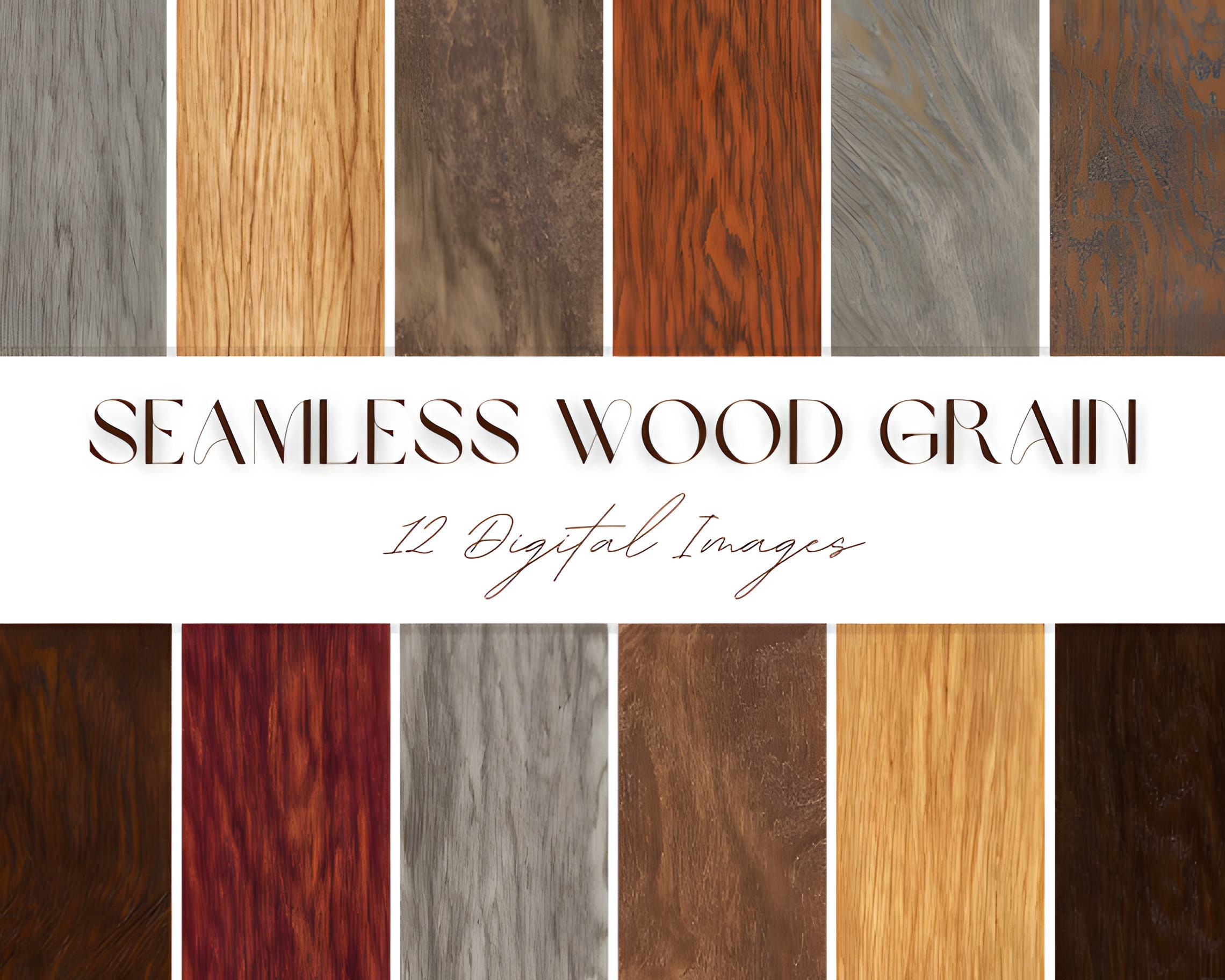 Seamless Wood Grain Texture Digital Printable Paper, Pine, Oak, Maple ...
