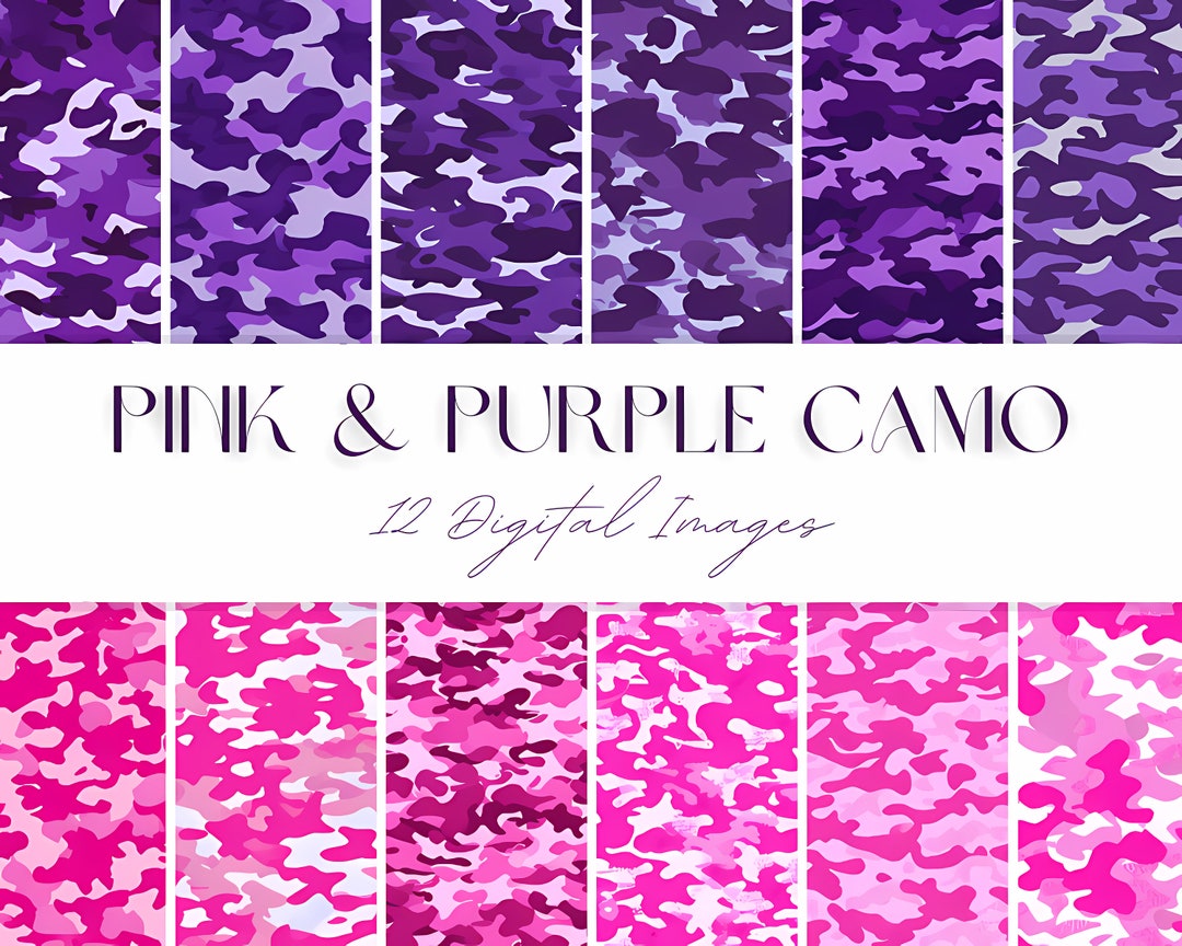 Seamless Pink & Purple Camo Texture Digital Printable, Kids Military ...