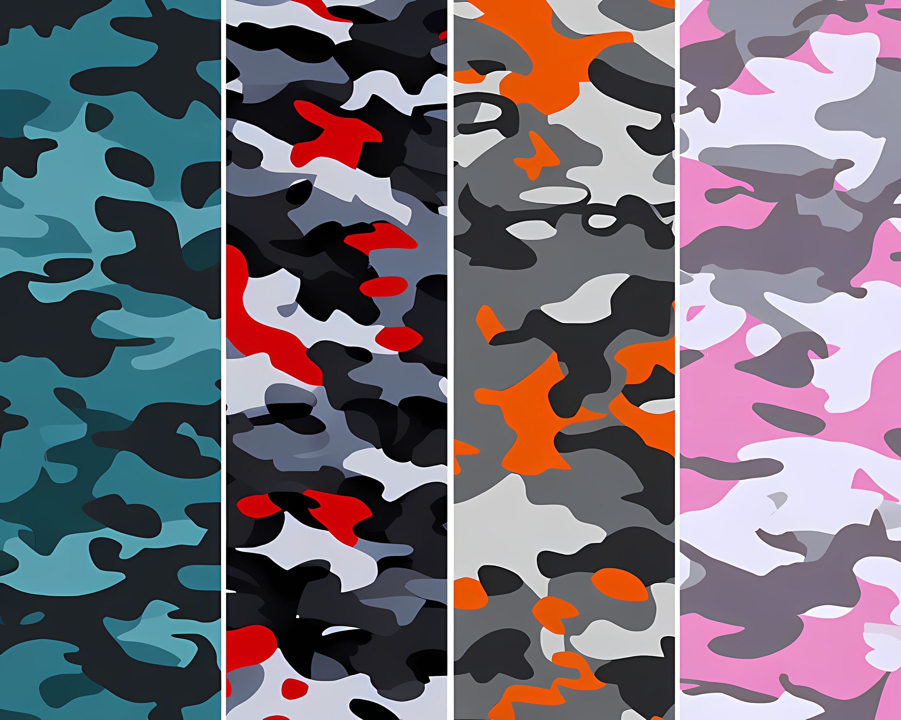 Seamless Colorful Camo Texture Digital Printable Paper, Kids Military ...