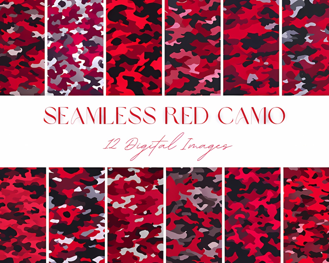 Seamless Red Camo Texture Digital Printable Image, Kids Military ...