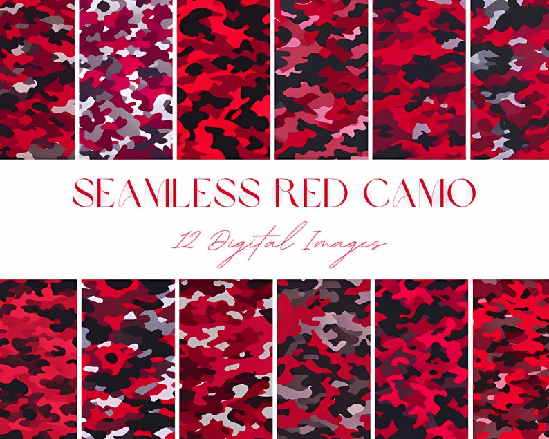 Seamless Red Camo Texture Digital Printable Image, Kids Military ...
