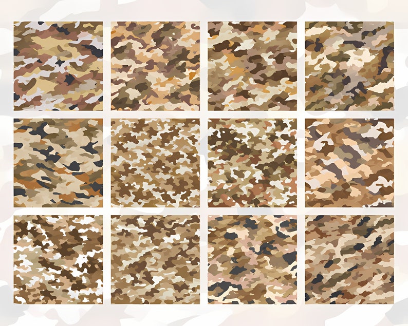 Seamless Desert Tan Camo Texture Digital Printable Paper, Kids Military ...