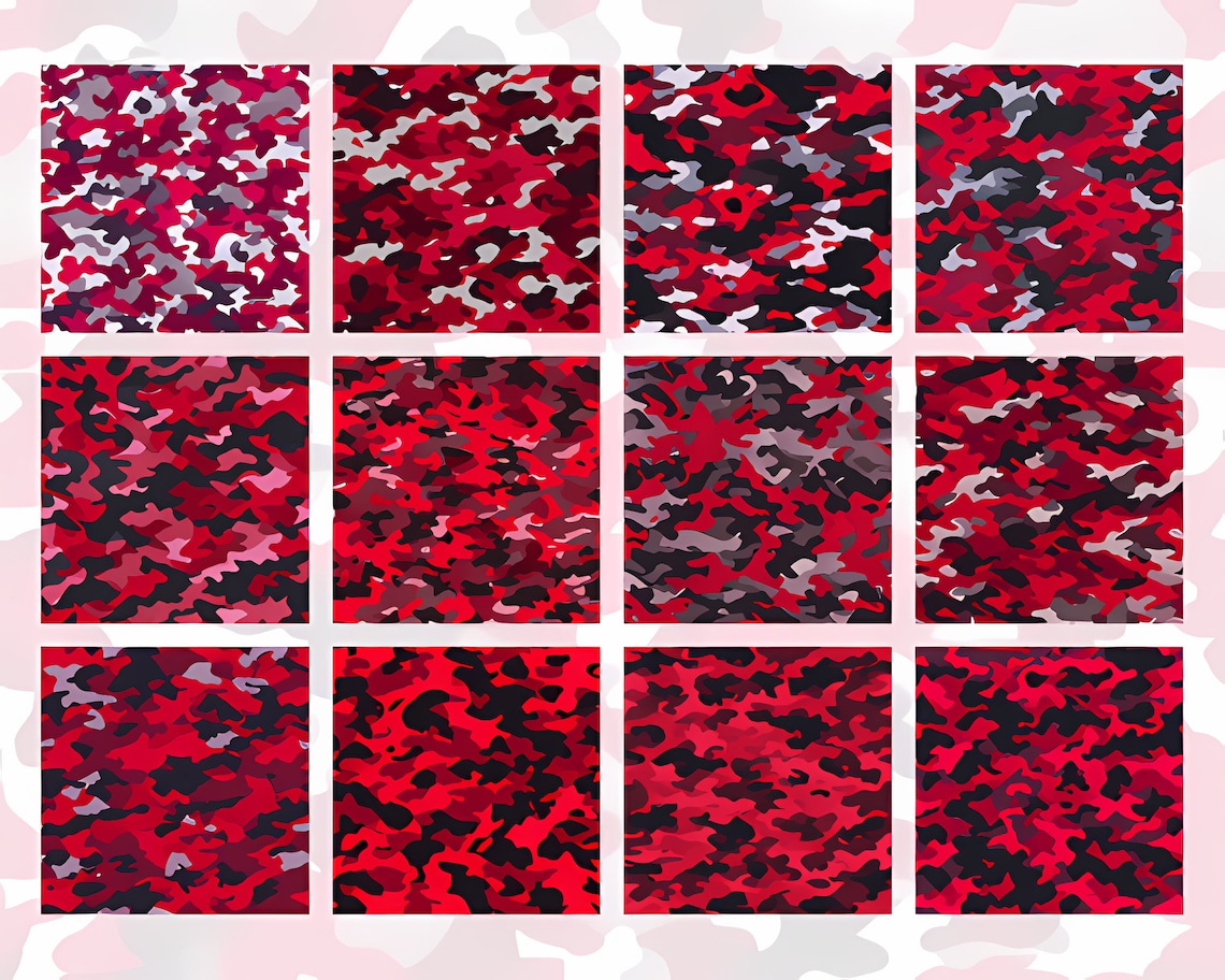 Seamless Red Camo Texture Digital Printable Image, Kids Military ...