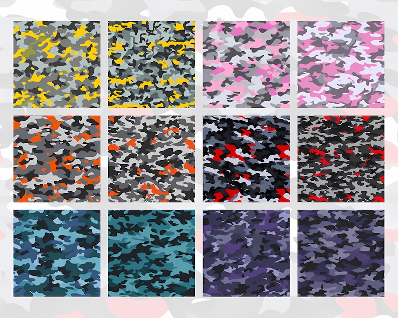 Seamless Colorful Camo Texture Digital Printable Paper, Kids Military ...
