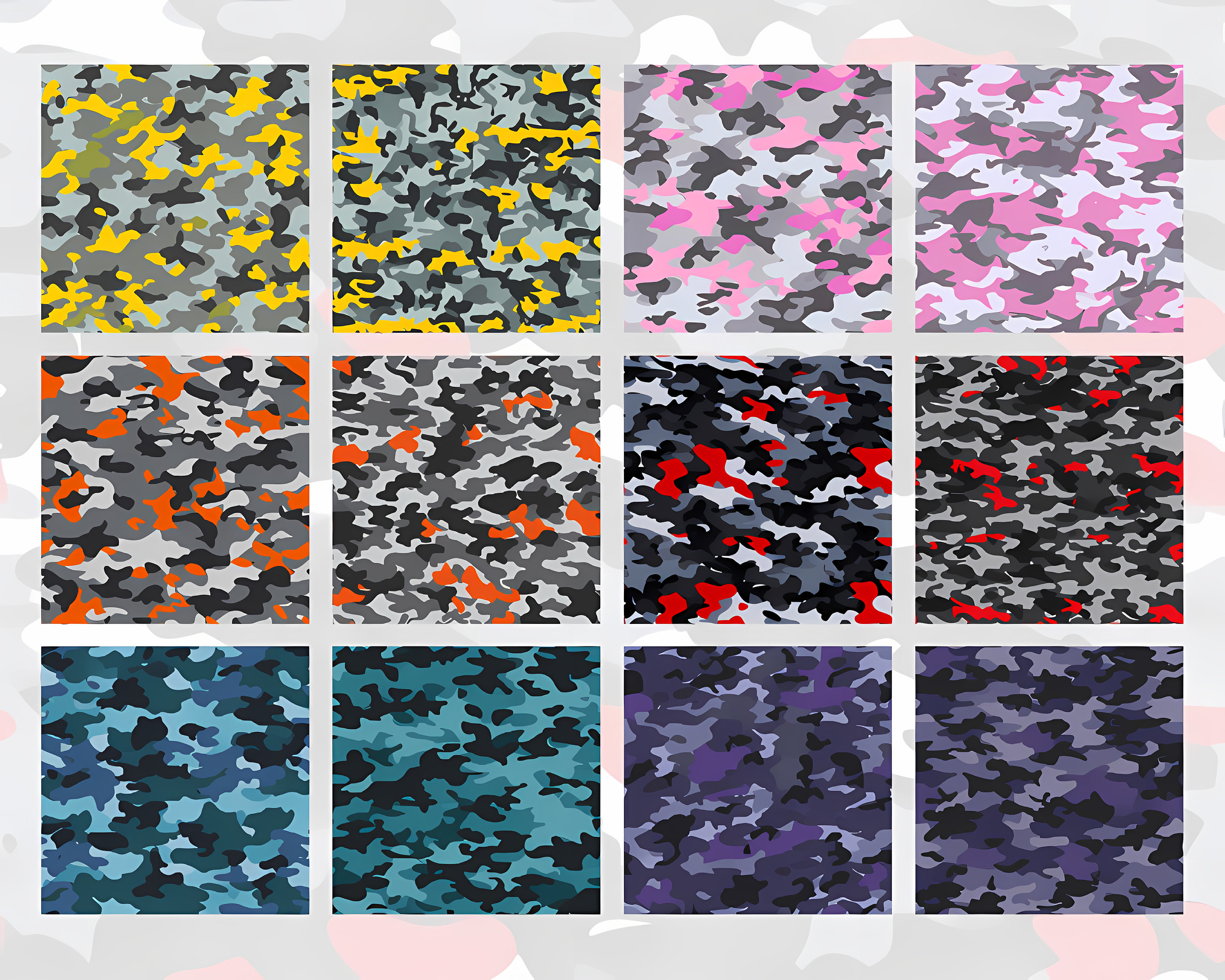 Seamless Colorful Camo Texture Digital Printable Paper, Kids Military ...
