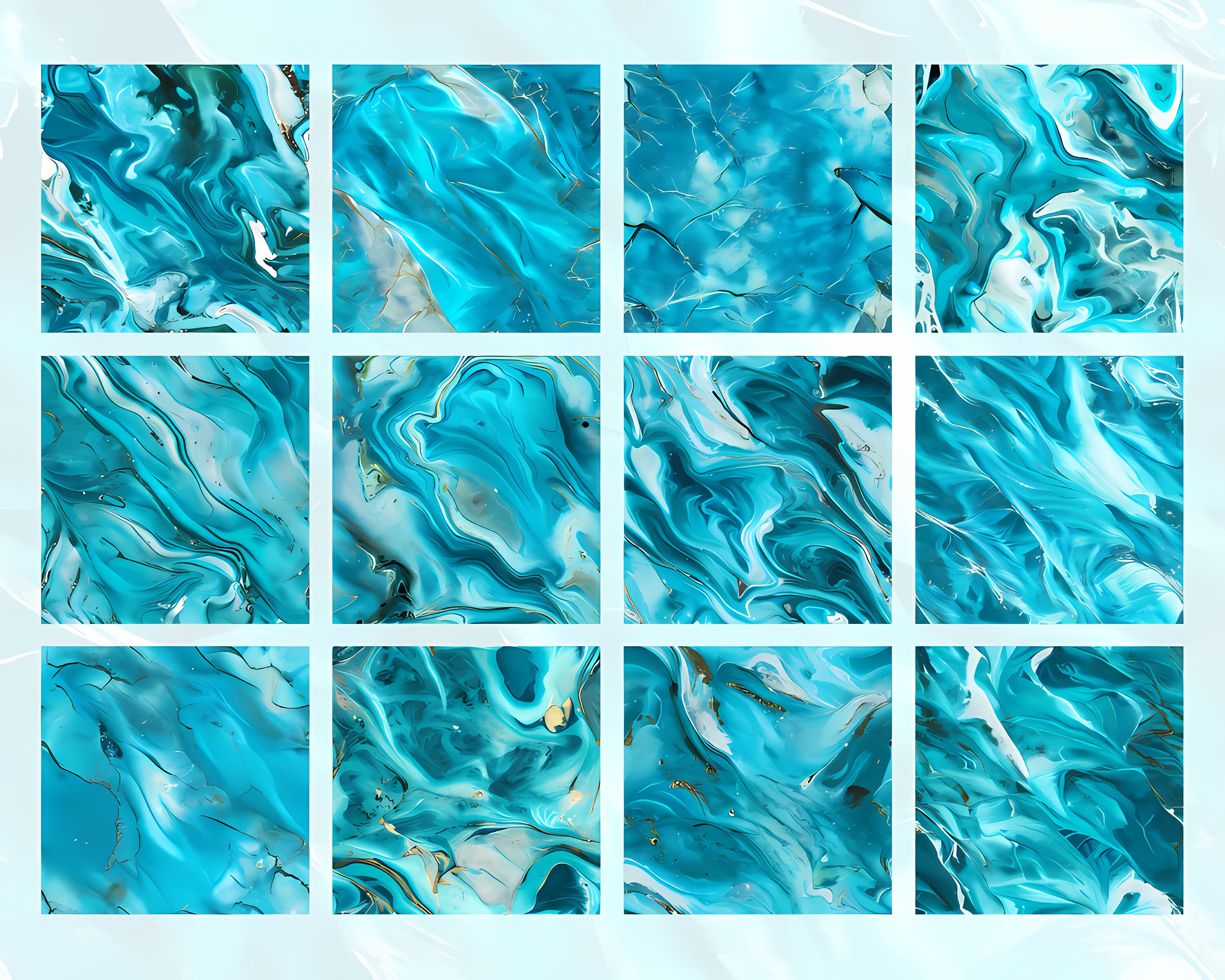 Seamless Teal Liquid Marble Digital Printable, High Quality Cracked ...