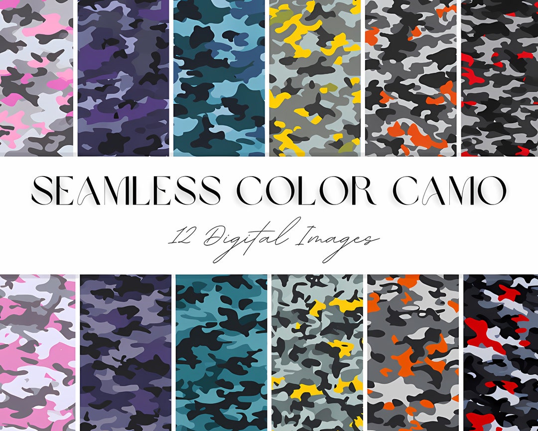 Seamless Colorful Camo Texture Digital Printable Paper, Kids Military ...