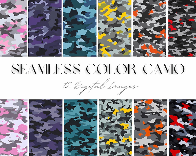 Seamless Colorful Camo Texture Digital Printable Paper, Kids Military ...