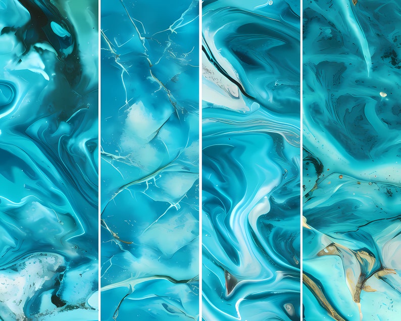 Seamless Teal Liquid Marble Digital Printable, High Quality Cracked ...