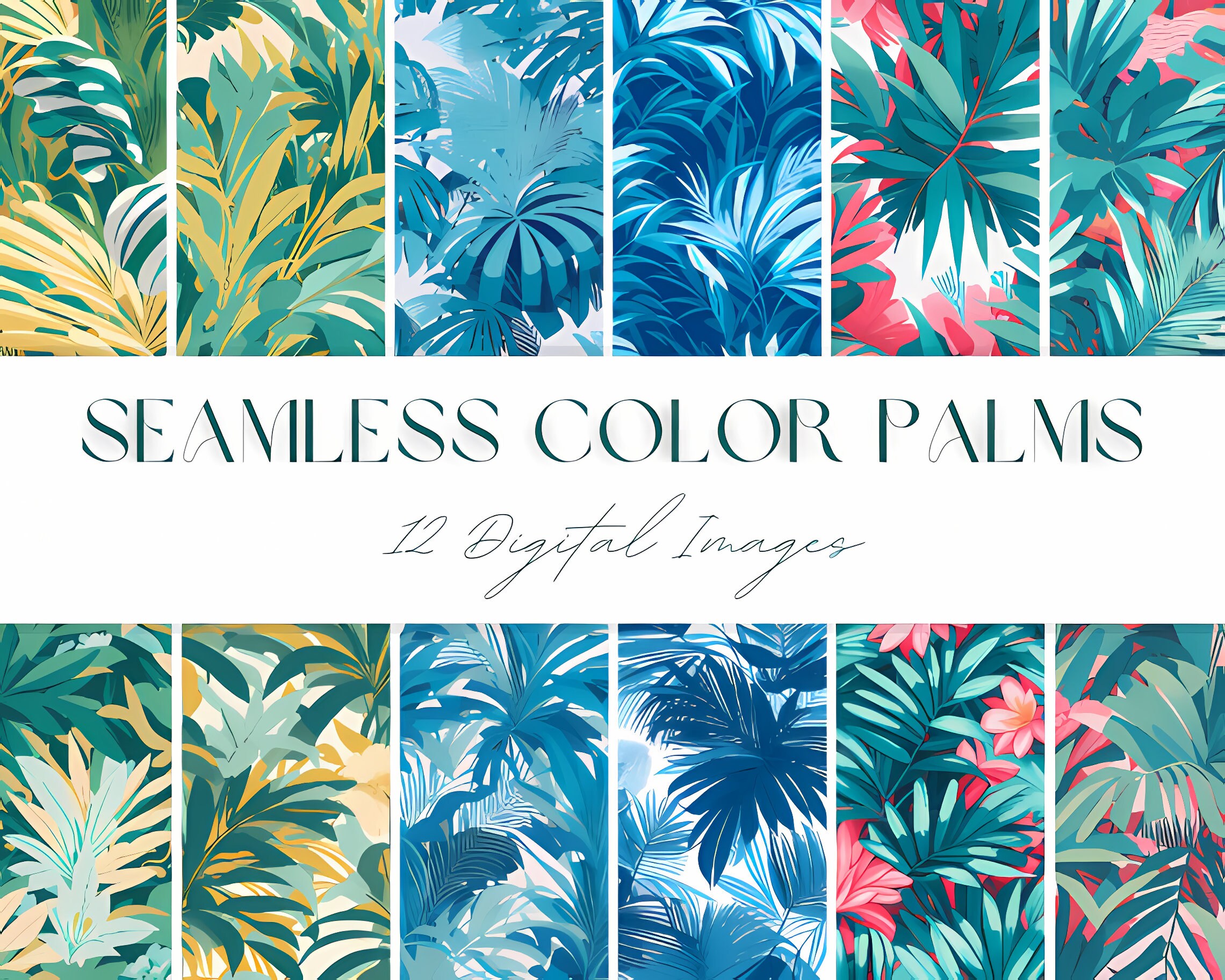 Seamless Floral Palm Colorful Vector Digital Printable Pattern, High ...