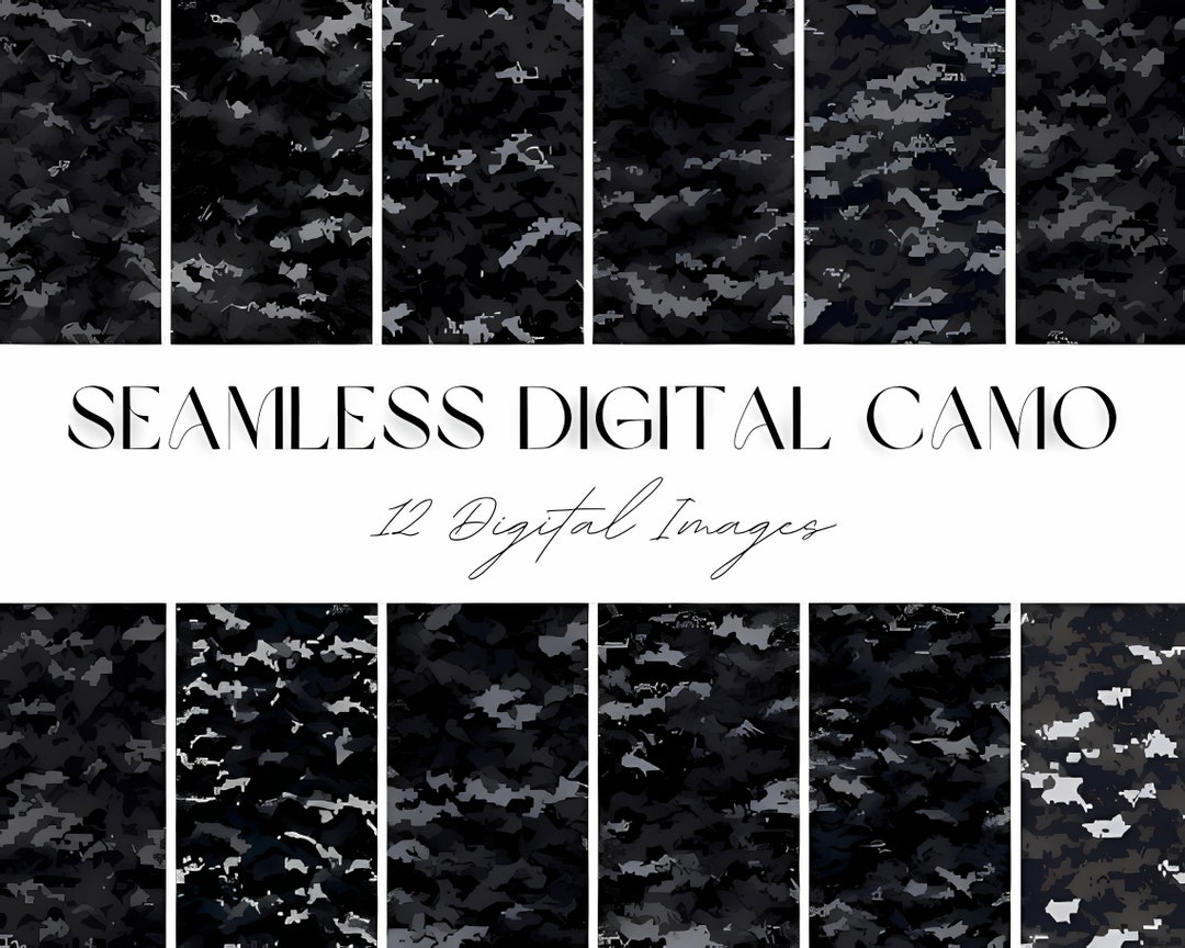 Seamless Grey Black Digital Camo Texture Printable Paper, Kids Military ...