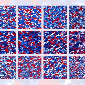 Seamless Red White & Blue Camo Texture Digital Printable, Kids Military ...