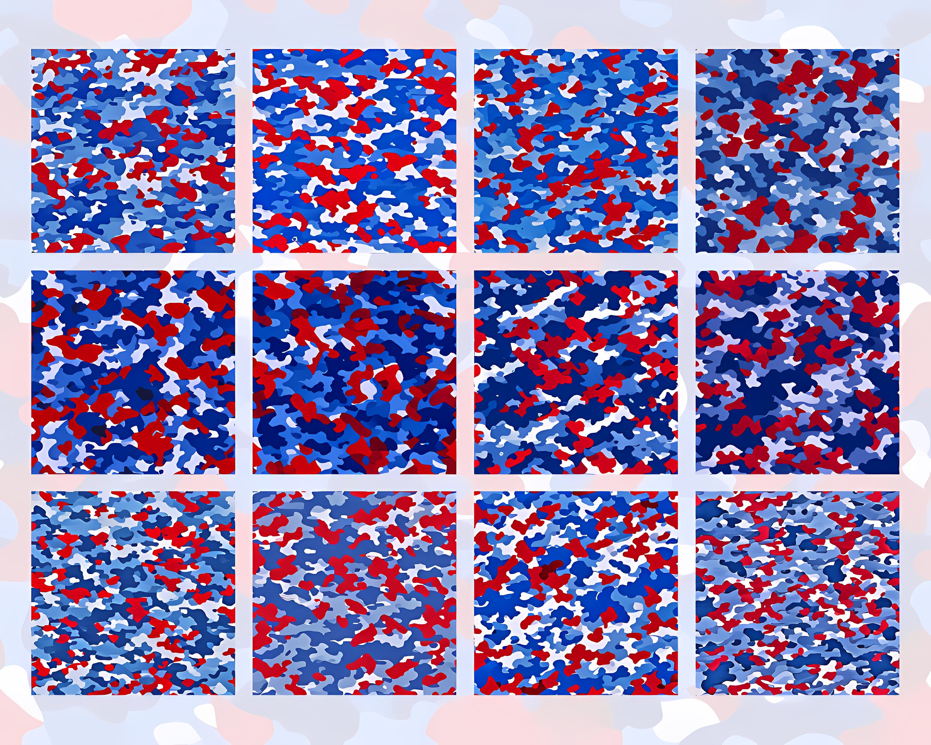 Seamless Red White & Blue Camo Texture Digital Printable, Kids Military ...