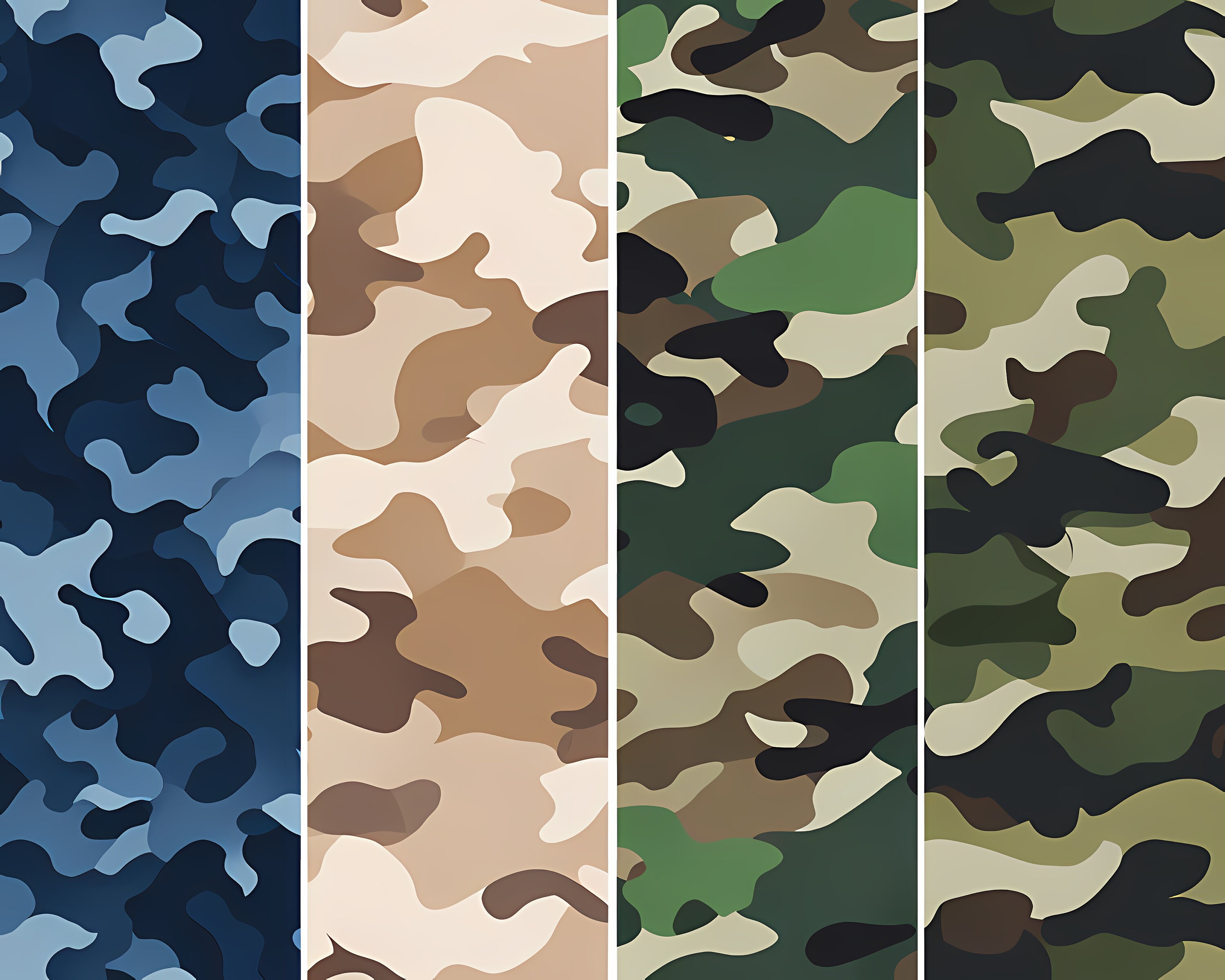 Seamless Camo Texture Digital Printable Paper, Green Tan Blue Military ...