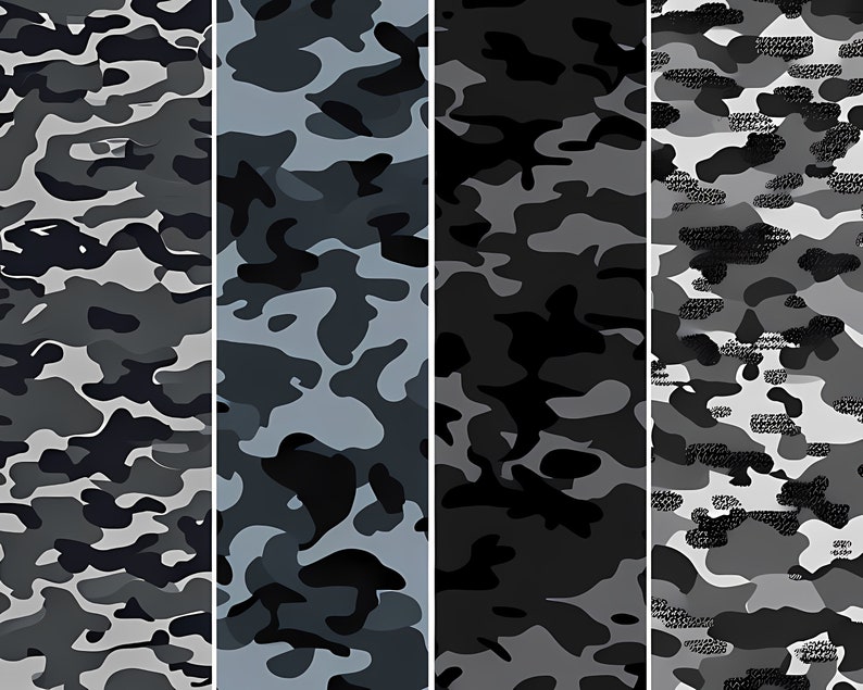 Seamless Grey Black Camo Texture Digital Printable Paper, Kids Military ...