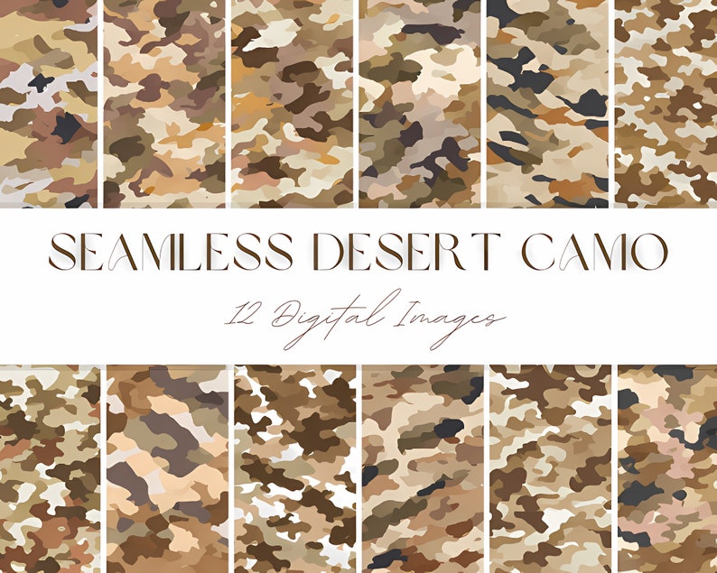 Seamless Desert Tan Camo Texture Digital Printable Paper, Kids Military ...
