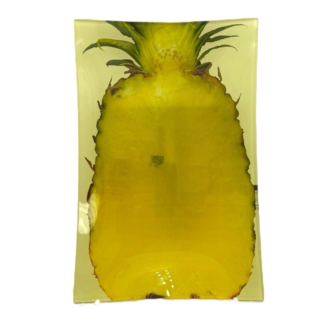 Prima Designs USA Glass Platter Serving Dish Pineapple Fruit Theme 12 ...