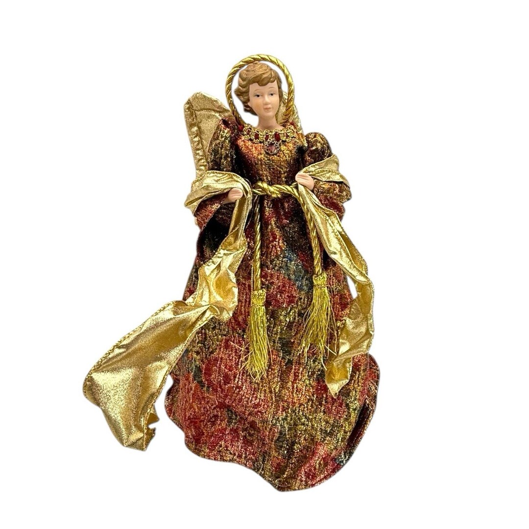 Porcelain Angel Head Halo Regal Tree Topper Table Top 13” Tall Gold ...