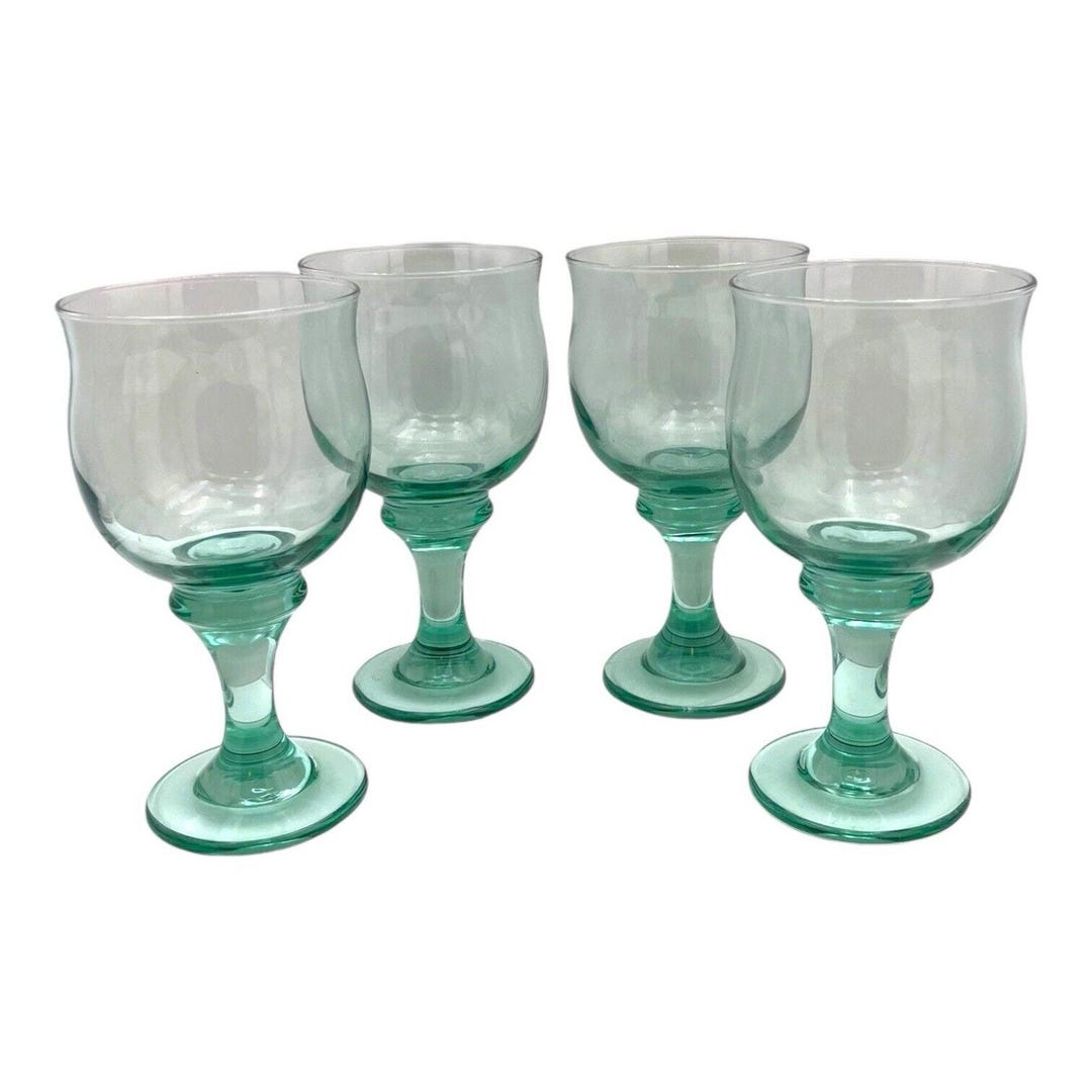 Libbey Clarion Goblets 16 Oz. Spanish Green 6 7/8" Vintage Wine Glass ...